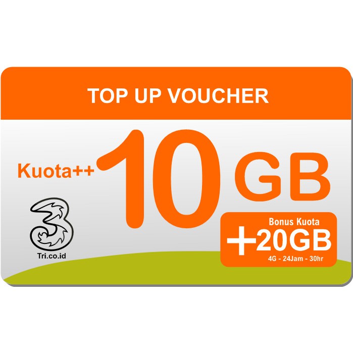 Jual PAKET DATA TRI / Voucher Tri Isi ulang kuota 10GB (3G) + 20GB (4G ...