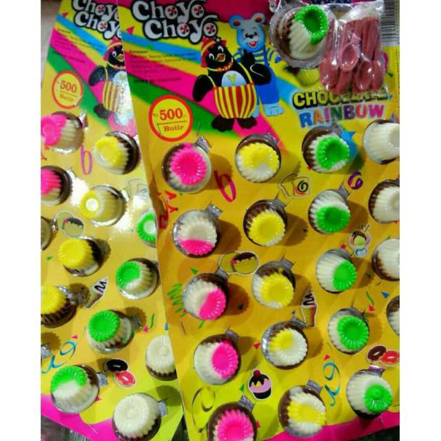 Jual coklat Choyo Choyo Cup Rainbow / JAJAN JADUL 1press isi 20 pcs ...