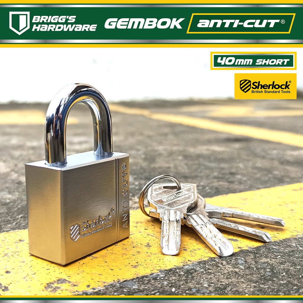 Jual Gembok Original Sherlock Tools ANTI CUT 40 mm Pendek Original Sherlock | Shopee Indonesia