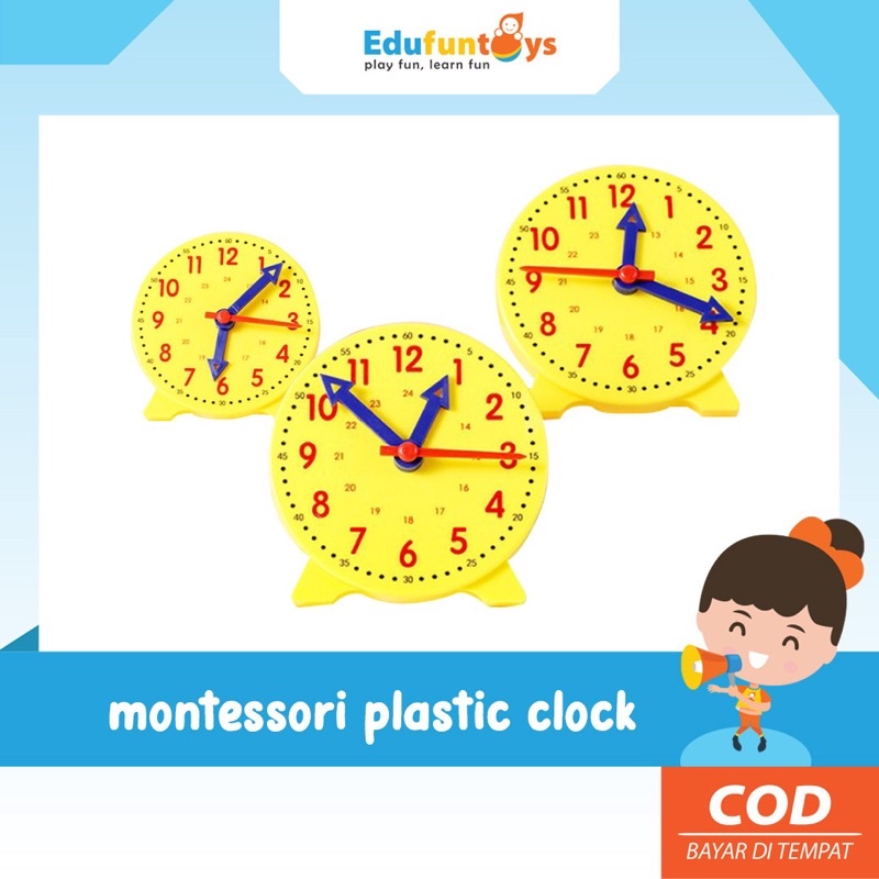 Jual Mainan Anak MONTESSORI PLASTIC CLOCK belajar jam untuk anak TK ...