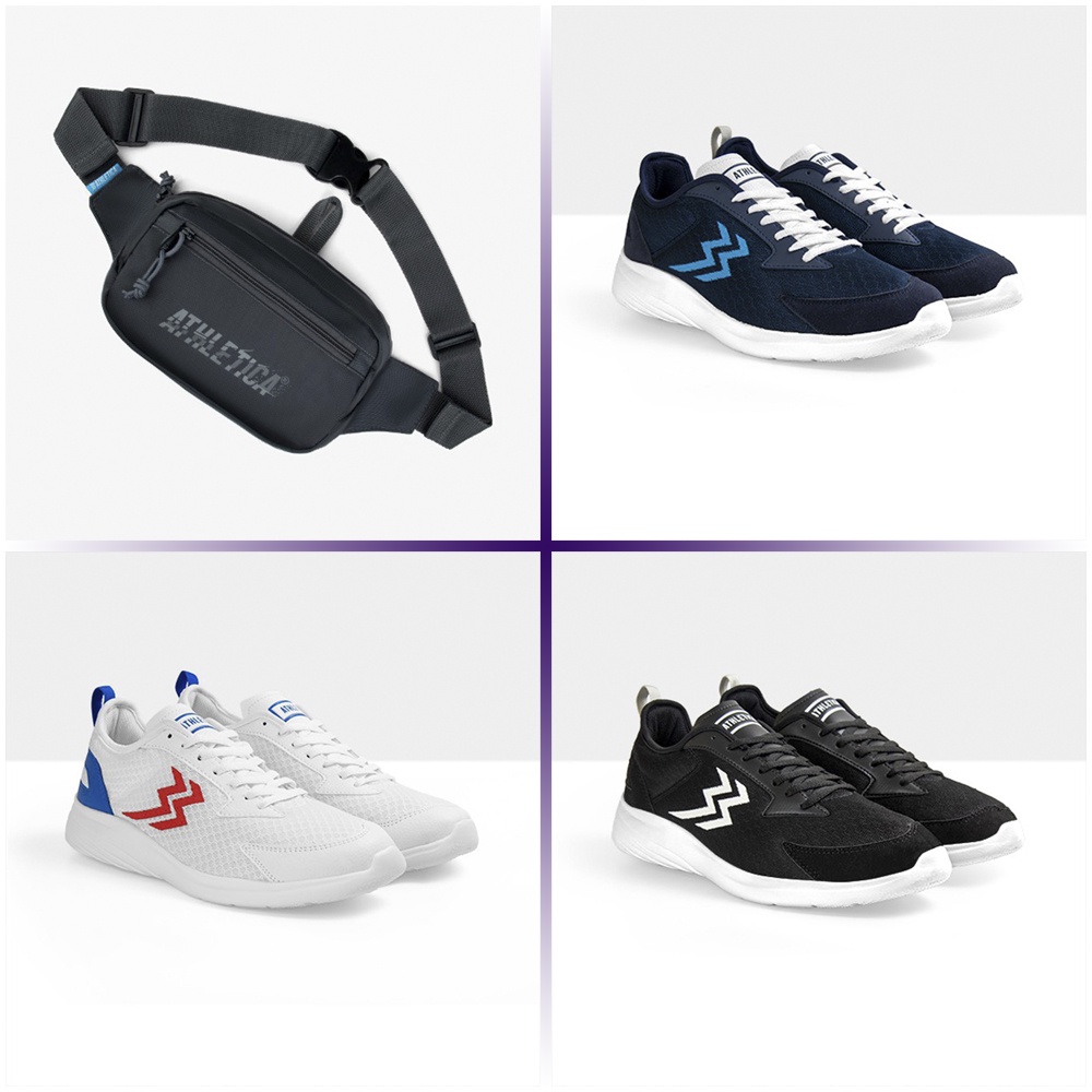 Jual Sepatu Athletica by Geoff Max l Blitz Navy Black White Running ...