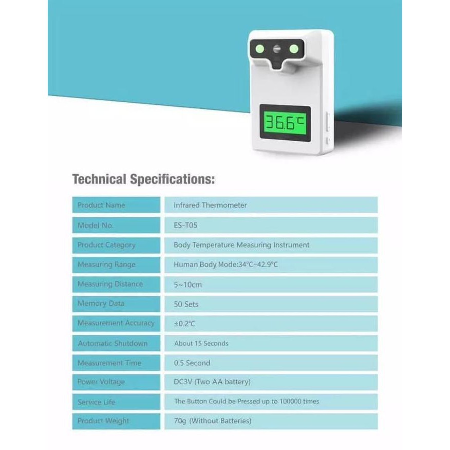 Jual Wall Thermometer Infrared Automatic Digital Forehead Dinding ...