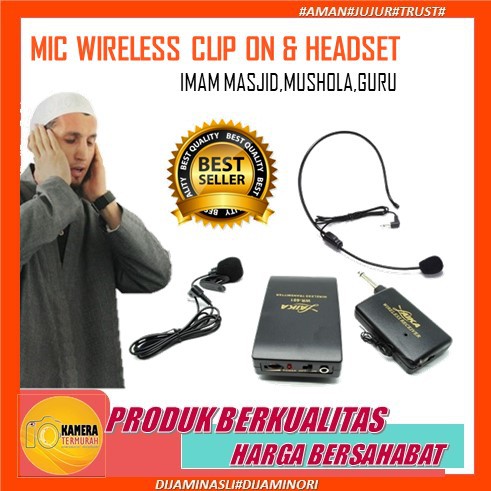 Jual Mikrofon Mikropon Mic Clip On Wireless UHF Microphone Mic Presentasi Tur Imam Masjid ...