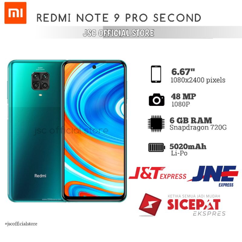 Jual jsc official store handphone xiaomi Note 9 Pro Ram 6/64 Fullset ...