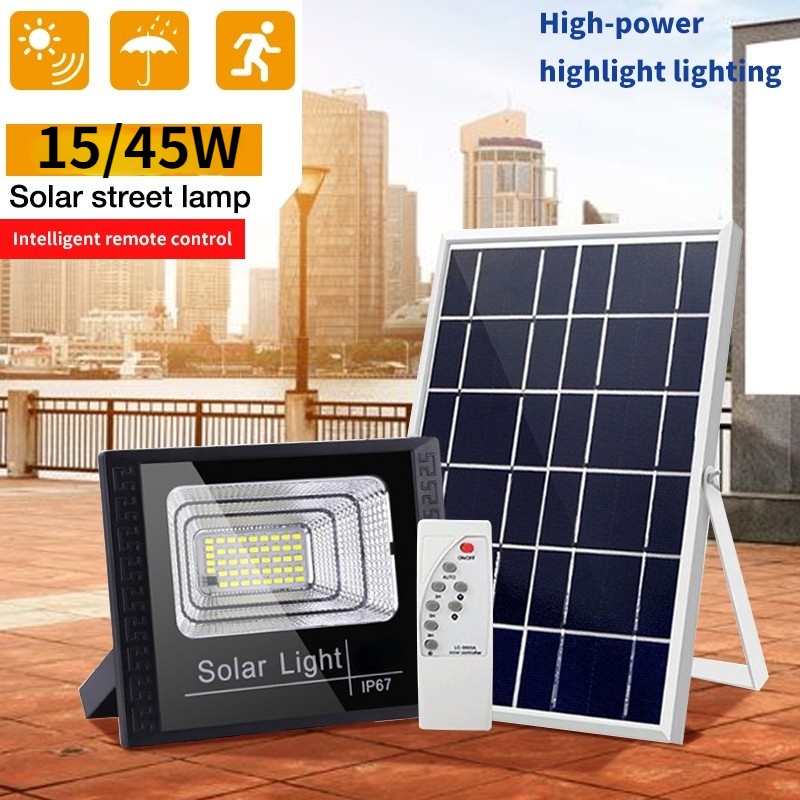 Jual Solar Light Lampu Panel Surya tenaga Flood Light Cell 15W 45W Wall ...