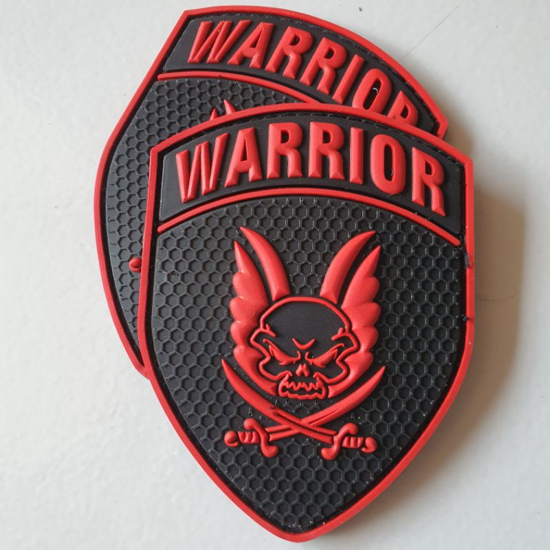 Jual PATCH RUBBER PVC LOGO WARRIOR MERAH 3D TIMBUL/TEMPELAN EMBLEM KARET | Shopee Indonesia