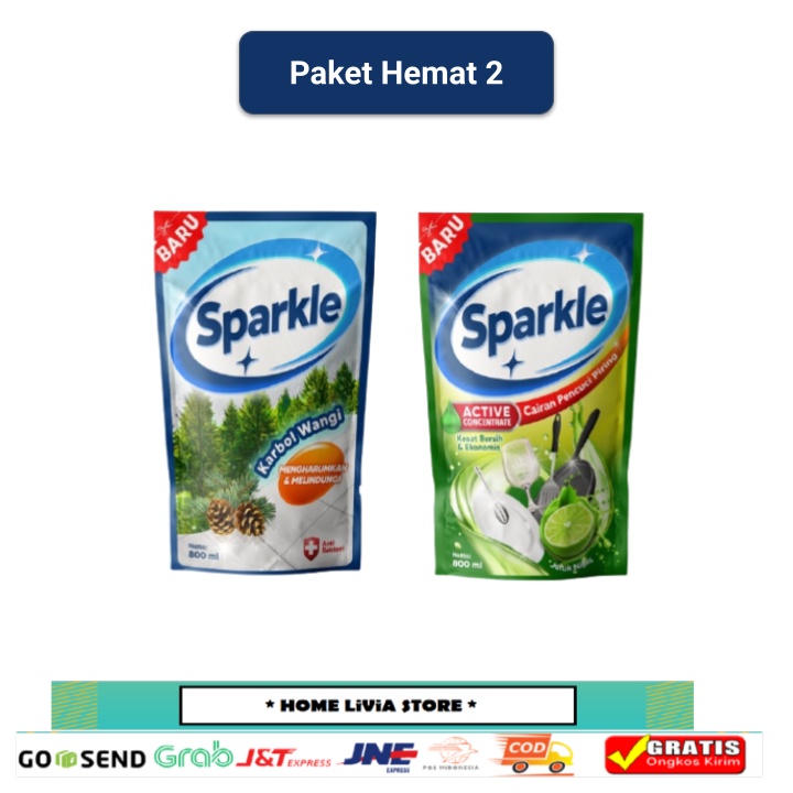 Jual Paket Hemat Shopee 2 (Sparkle Pencuci Piring + Sparkle Karbol Pine ...