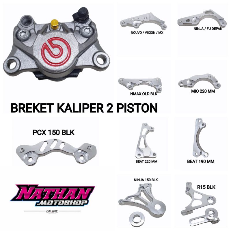 Jual Breket kaliper 2piston 85mm pitch nis5in Brembo ktc disc breket 2p adapter beat Mio wave ...