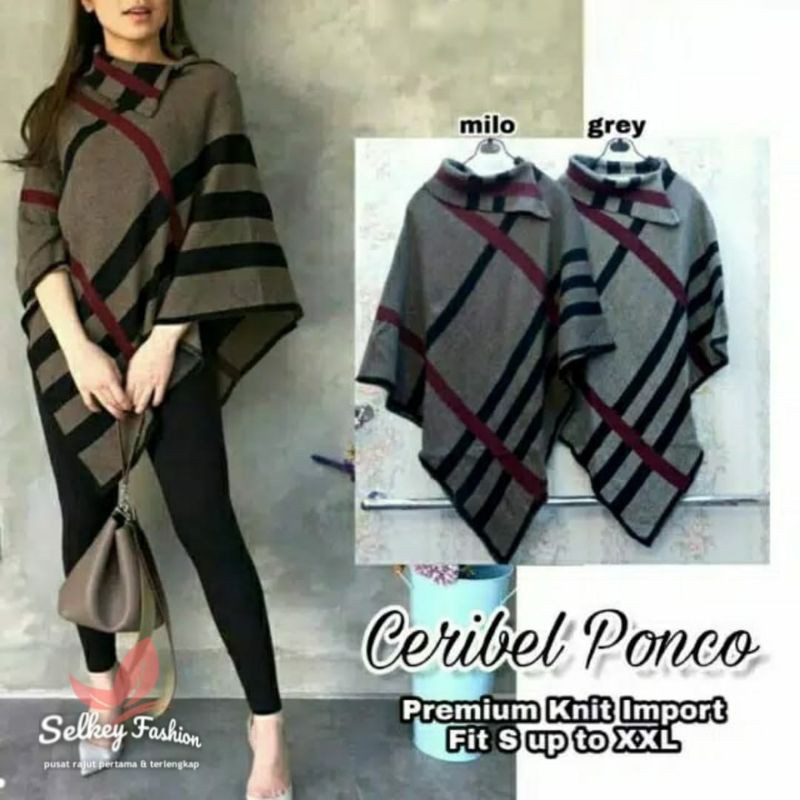 Jual Ponco rajut impor / ceribel ponco by selkey fashion | Shopee Indonesia