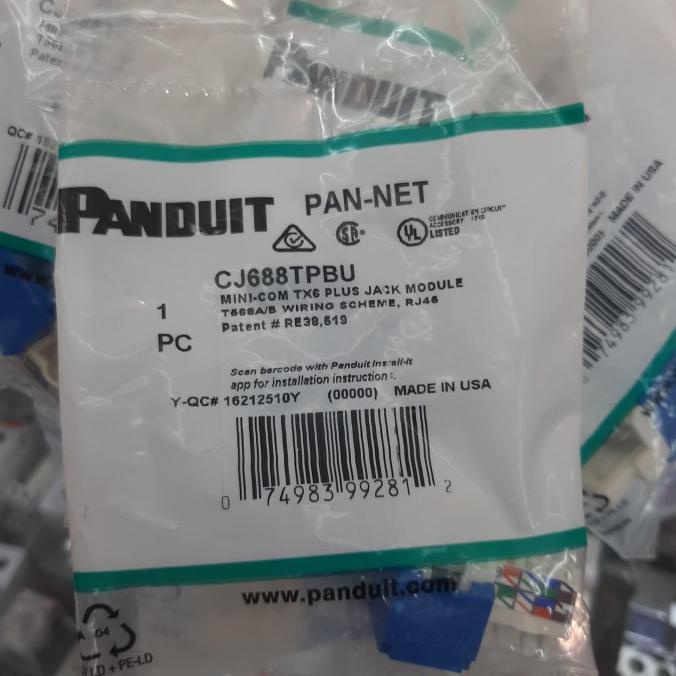 Jual Dijual Jack Modular Panduit Tx6/Cat 6 Cj688Tgbu Bagus | Shopee ...