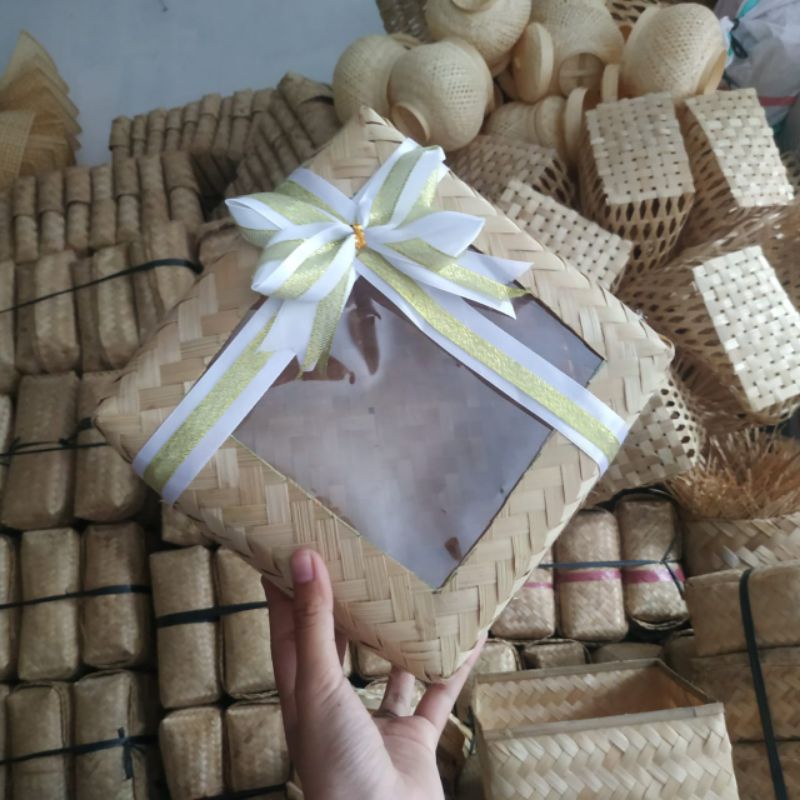 Jual (B013) Besek Bambu 20cm Mika Pita Double Gliter|Sembako|Hampers ...