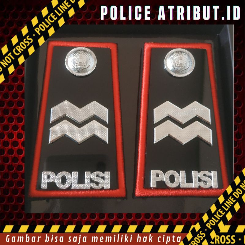 Jual Pangkat AIPTU PDH Polisi mika kilap lis merah bordir | Shopee ...