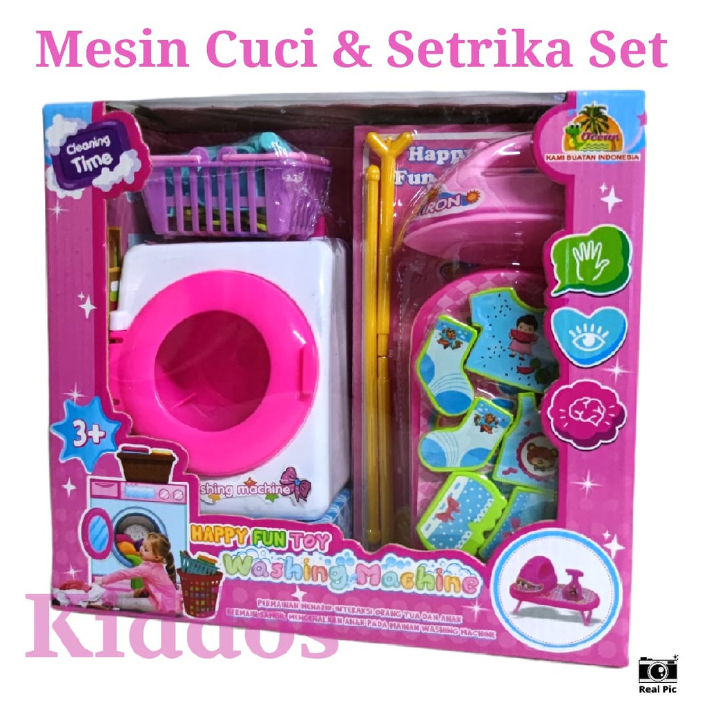 Jual Mesin Cuci Setrika Set Mainan Edukatif Anak Perempuan Washing ...