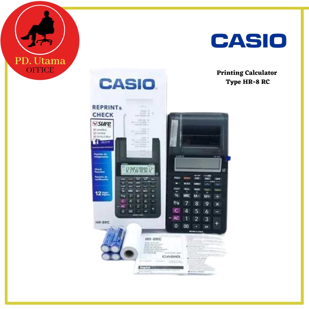 Jual Kalkulator Struk Casio HR-8 RC Calculator Casio Original | Shopee Indonesia