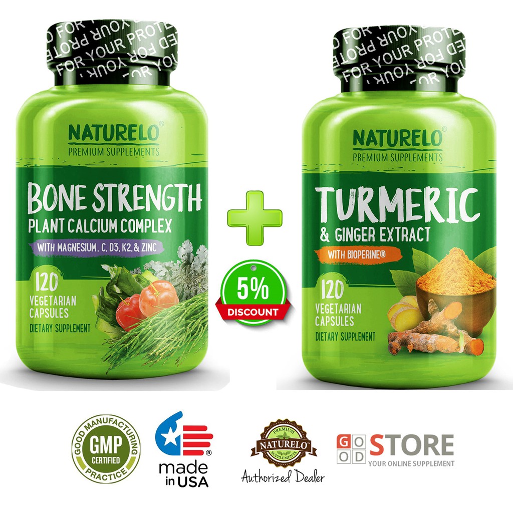 Jual PAKET NATURELO : Calcium (Bone Strength) 120c + Turmeric 120c ...