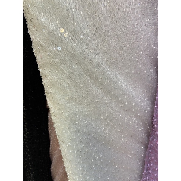 Jual Emily full beaded tulle, tile full payet, kain payet pesta ...
