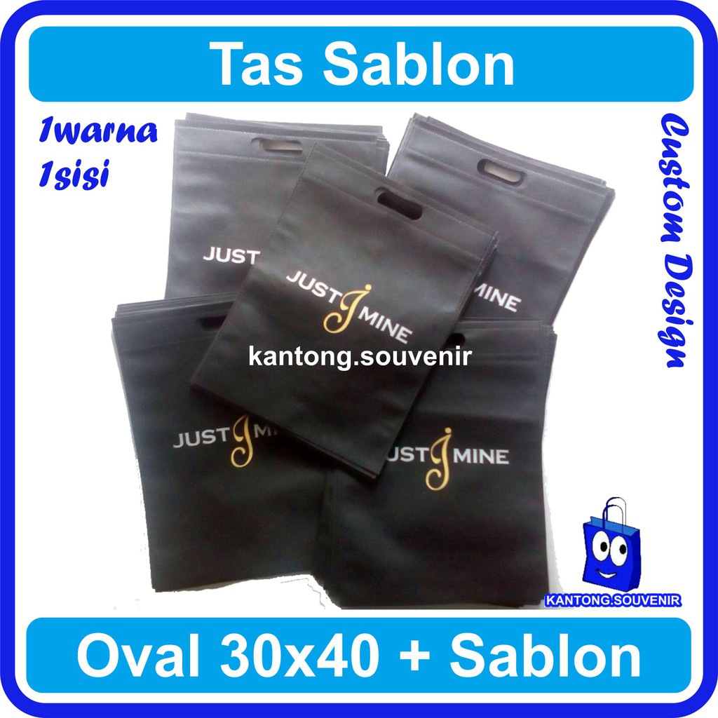 Jual Goodie bag promo oval ukuran 30x40 cm plus sablon | Shopee Indonesia