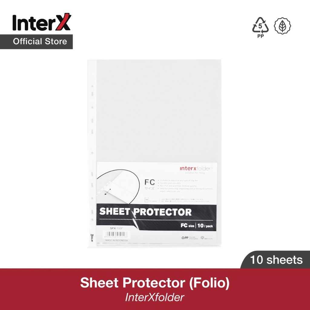 Jual InterX Folder Sheet Protector Clear / PP Pocket Pelindung Kertas ...