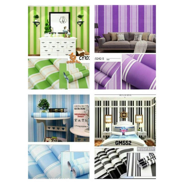 Jual Wallpaper Sticker Ruang Tamu Kamar Tidur 3D Motif Salur | Shopee ...