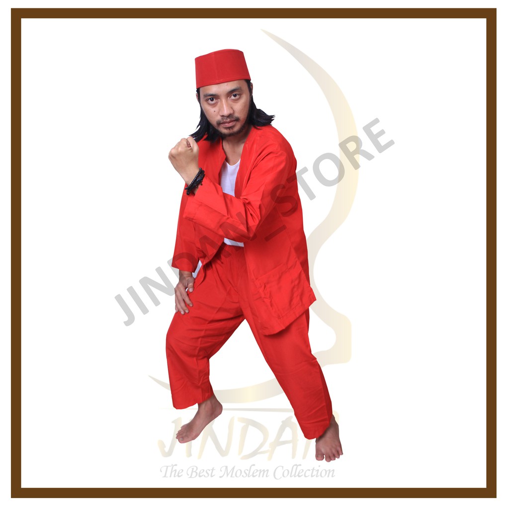 Jual Baju Pangsi Betawi Dewasa dengan Kopiah Peci | Shopee Indonesia
