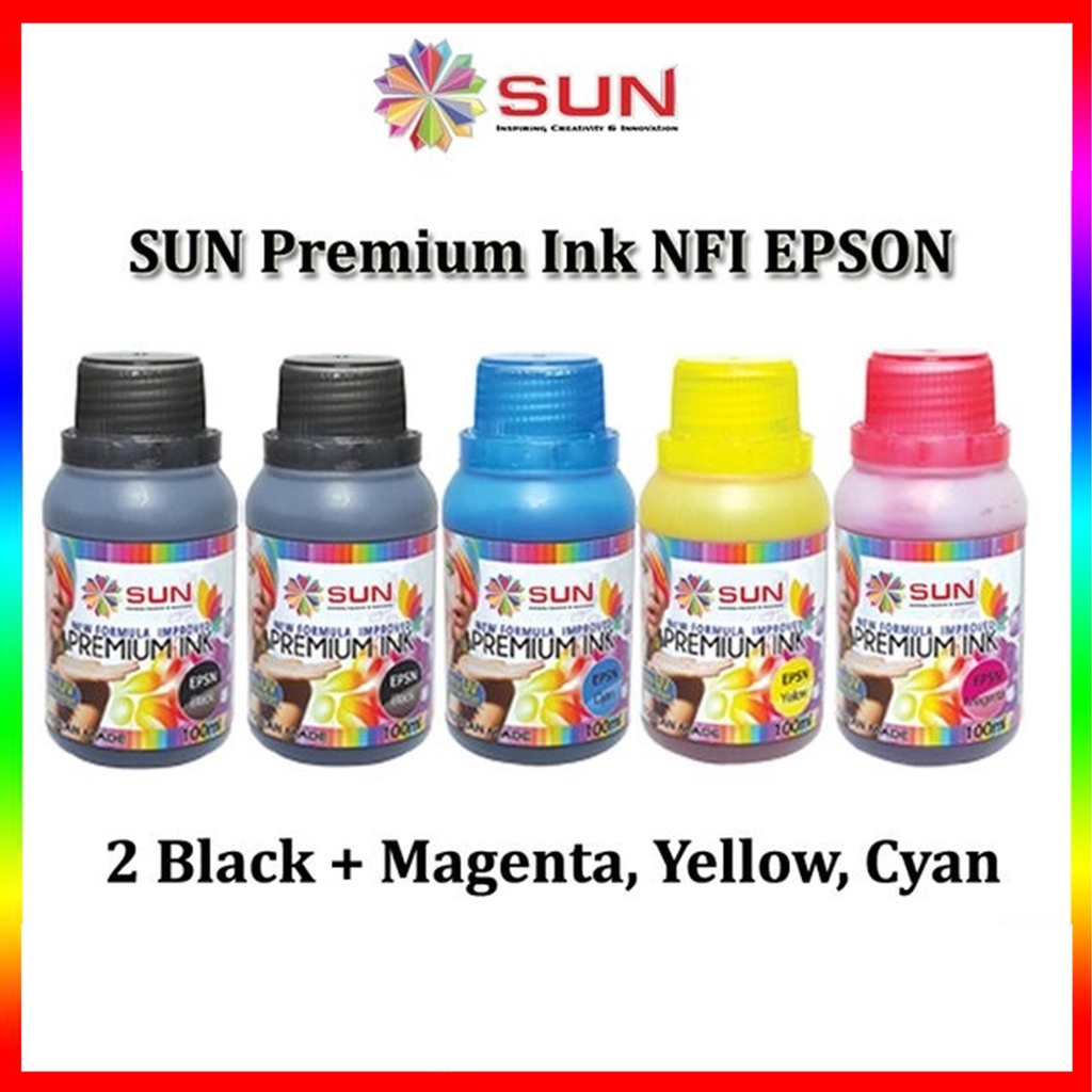 Jual Tinta Epson - SUN Premium Ink NFI 100 ML CMYBB | Shopee Indonesia