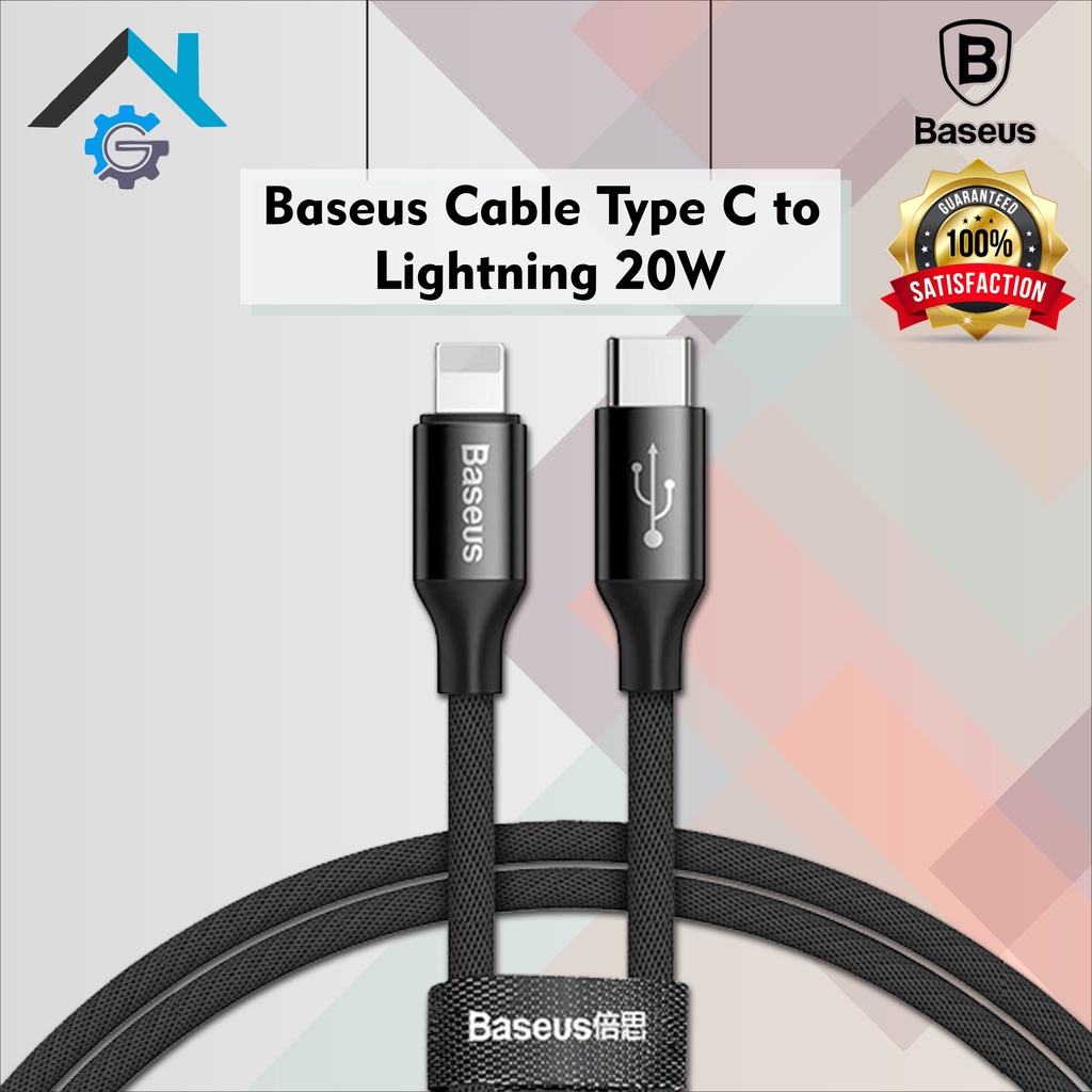 Jual Baseus Kabel Data Type C to Lightning Charger 20W 1M Original ...