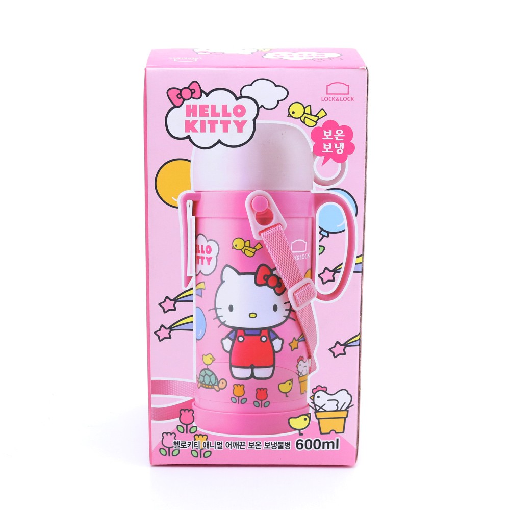 Jual LOCK AND LOCK Hello Kitty Bottle Vacum / Botol Panas dingin 600ml / Botol Tali selempang ...