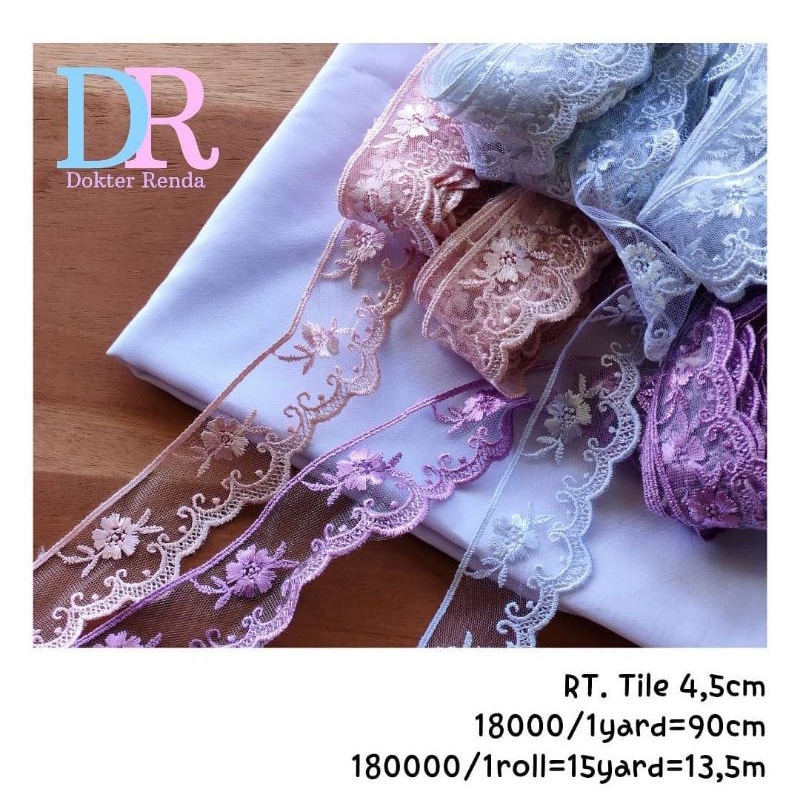 Jual renda tile 4,5cm ungu pink putih | Shopee Indonesia