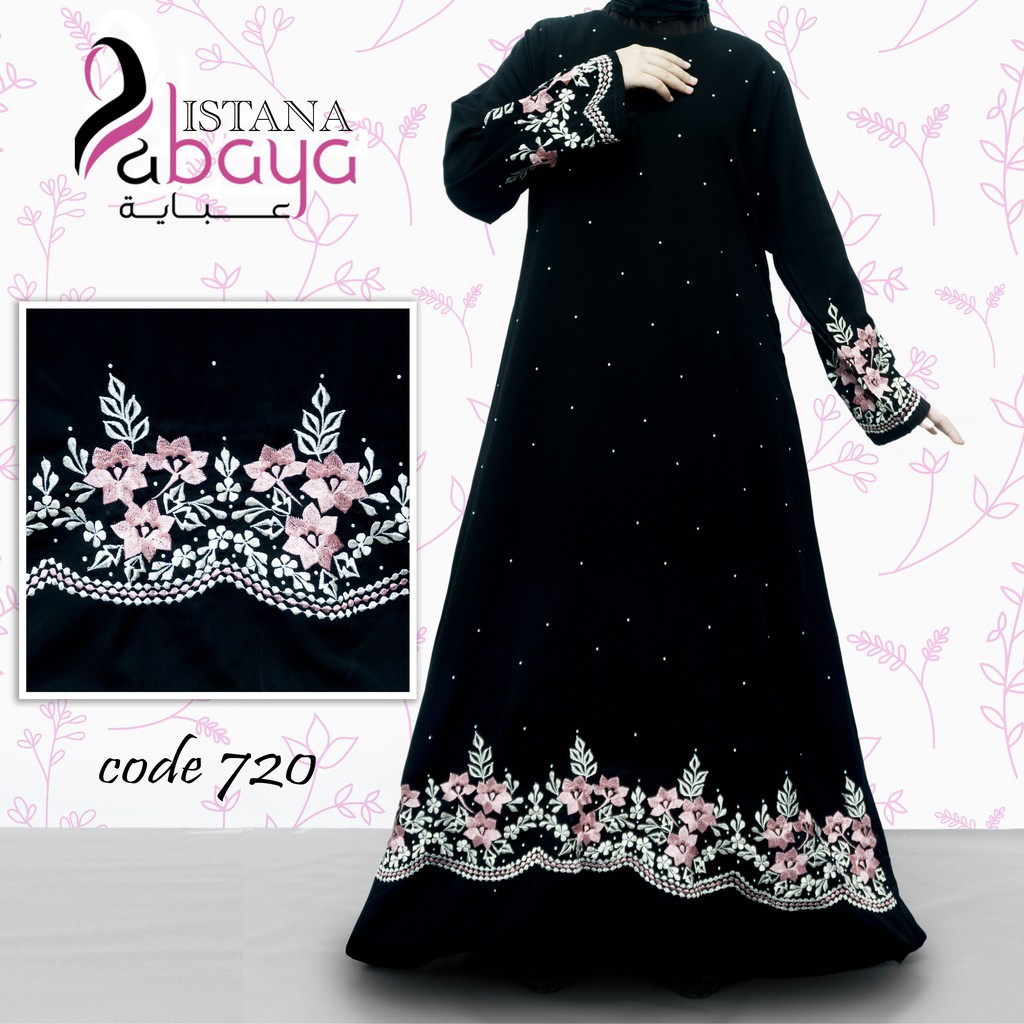 Jual promo abaya Bordir cantik code 720 pth pink | Shopee Indonesia