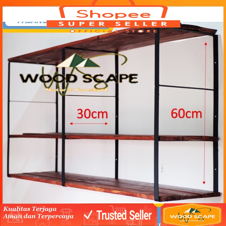 Jual TIG Rak susun lebar besi dan kayu serbaguna / rak dinding ...