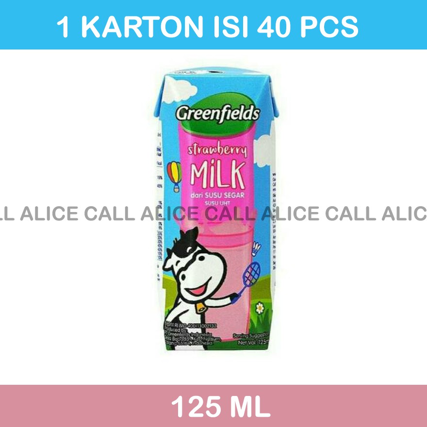 Jual SUSU GREENFIELDS UHT MILK STRAWBERRY CARTON 125 ML X 40 PCS | Shopee Indonesia