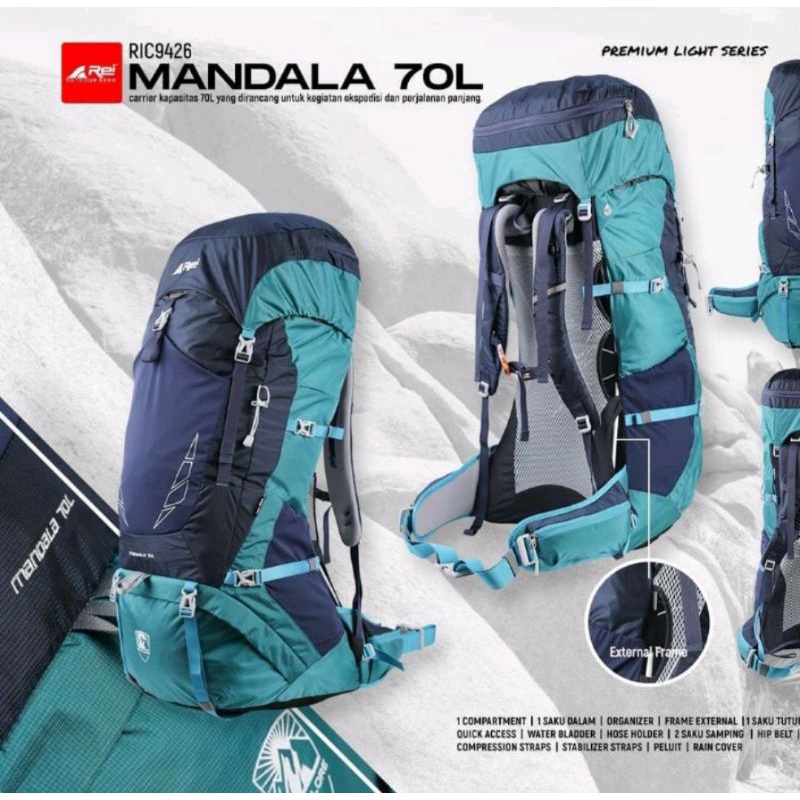 Jual Tas Carrier Rei Mandala 70L+Raincover ORIGINAL | Shopee Indonesia