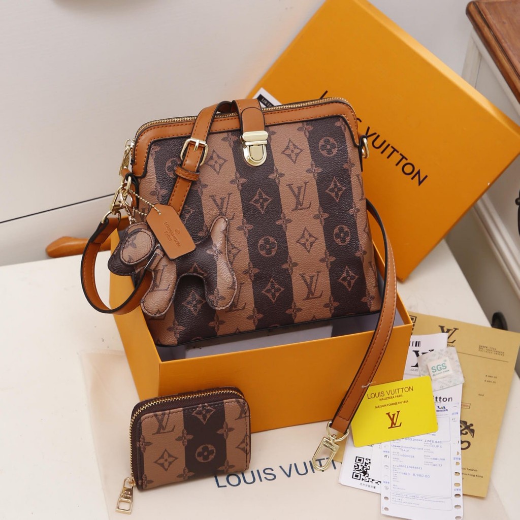 Jual Tas Sling bag wanita Lv 18121 Set gradasi with box tas selempang ...