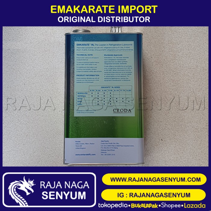 Jual Oli Kompresor AC DAN AC MOBIL EMKARATE 5 Liter RL 32 H / RL32H 5 L ...