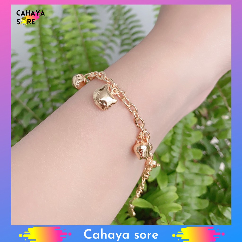 Jual Gelang Xuping Gold Gelang Tangan Dewasa Rantai Kucing Warna Emas ...