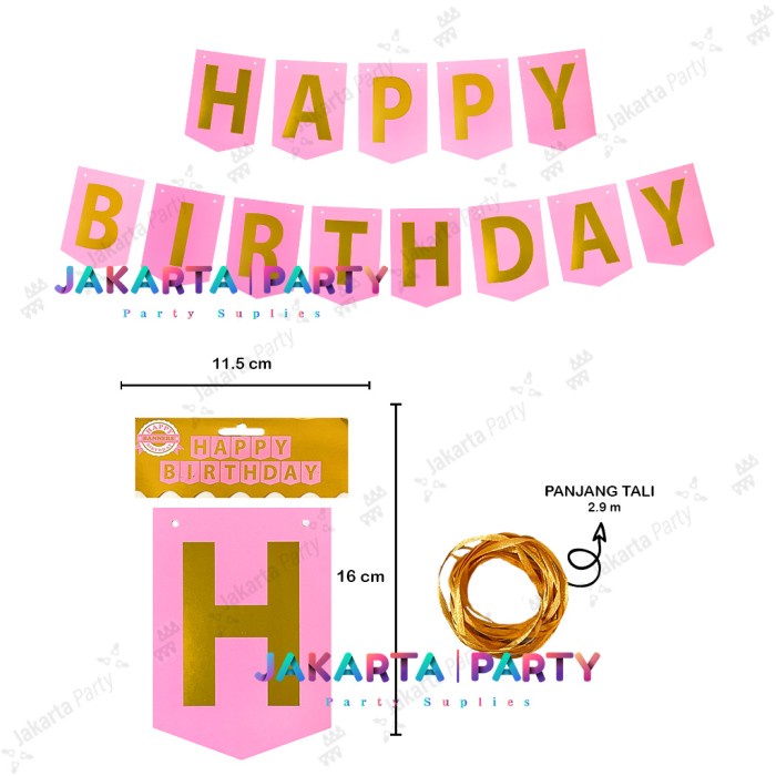 Jual Banner HBD Motif / Bunting Flag Happy Birthday Motif / Banner Flag ...