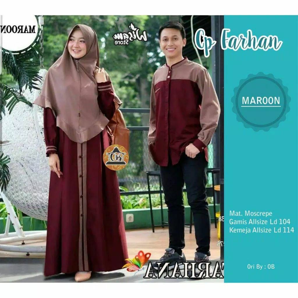 Jual (COD) BAJU KOKO GAMIS COUPLE PASANGAN FARHAN MURAH (FREE JILBAB ...