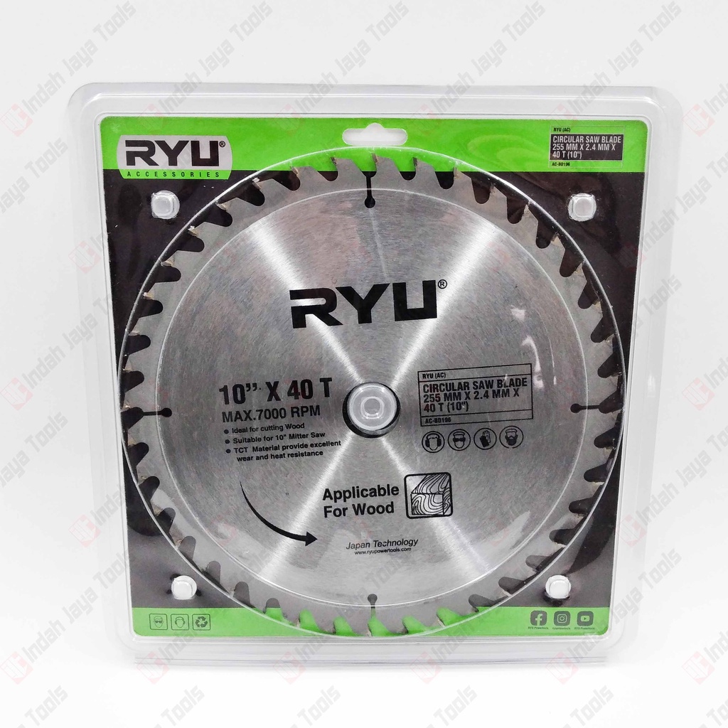 Jual RYU 10 X 40T Circular Saw Blade - Mata Pisau Potong Gergaji Kayu ...