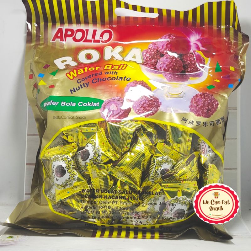 Jual Apollo Roka Coklat isi 70 Pcs 420gr Wafer Bulat Balut Kacang ...