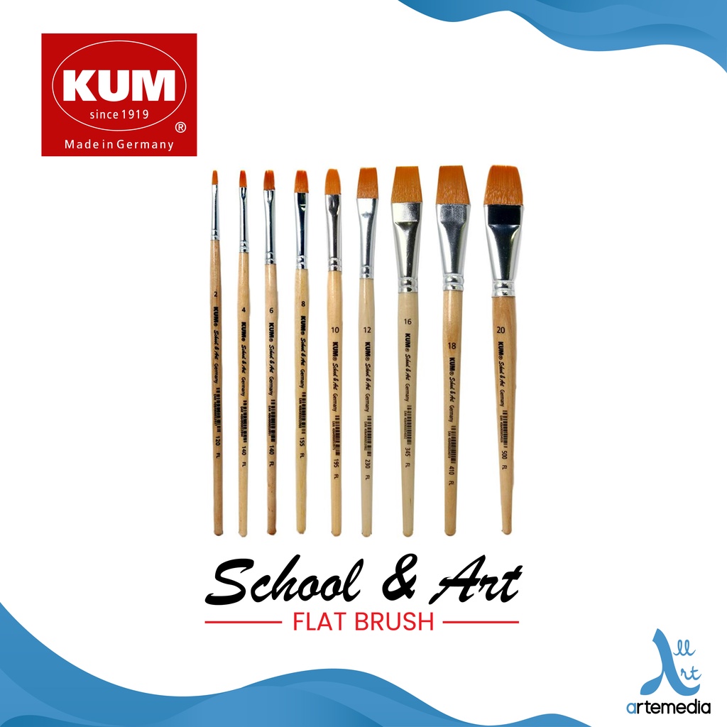 Jual Kum School & Art Flat Brush Short Handle – Artist Flat Paint Brush ...