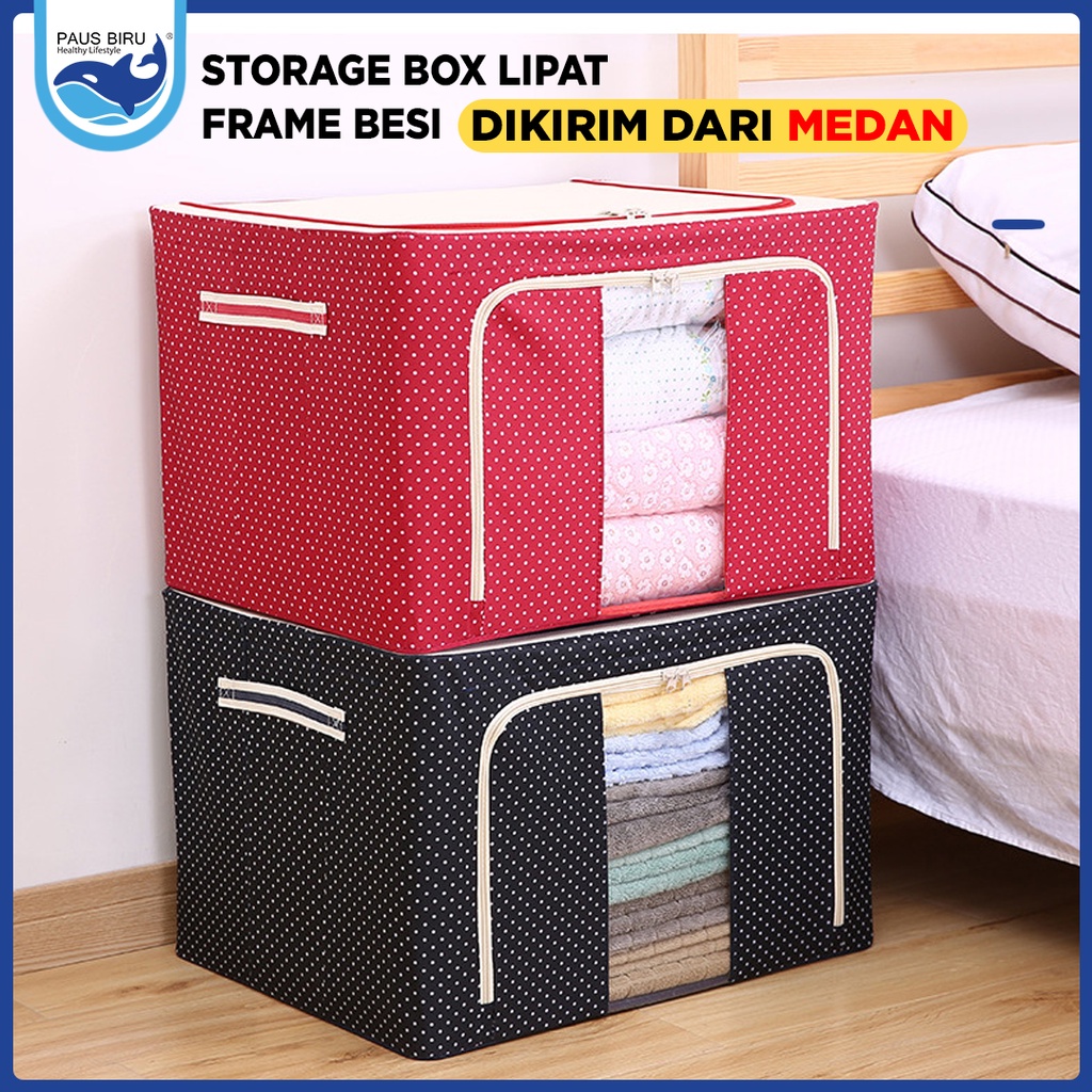 Jual Paus Biru - Storage Box 66 Liters Frame Baja Double Zipper Large Box 66l / Storage Box ...