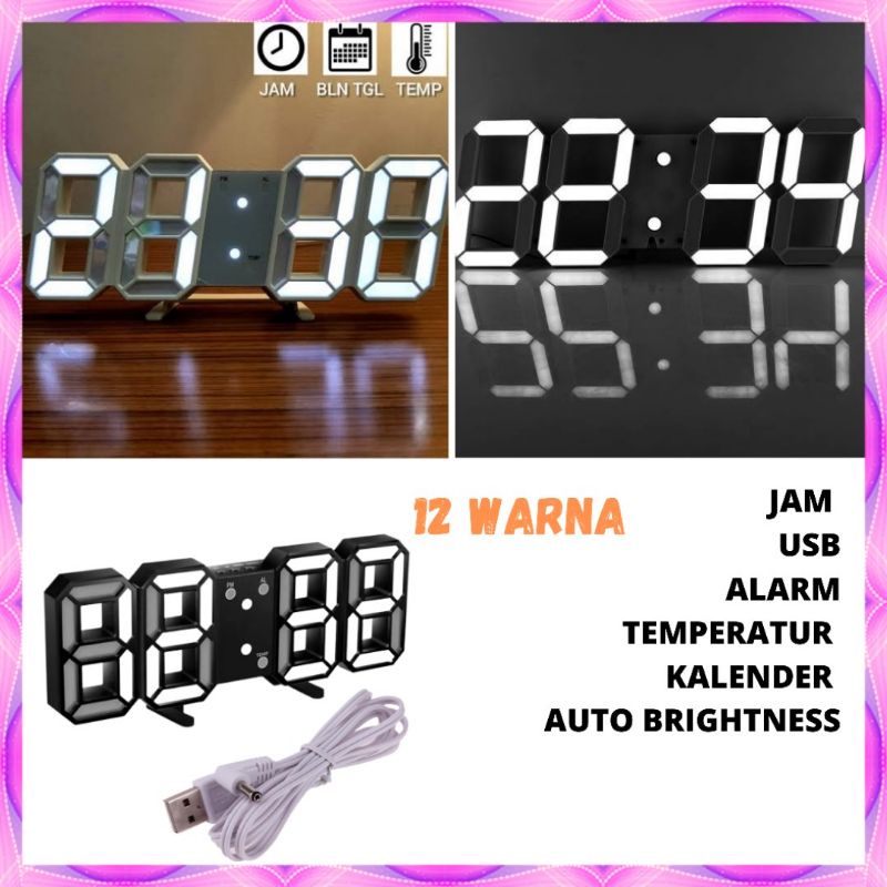 Jual Jam LED 3D / Jam Dinding Digital LED 3D Bentuk Angka Modern ...
