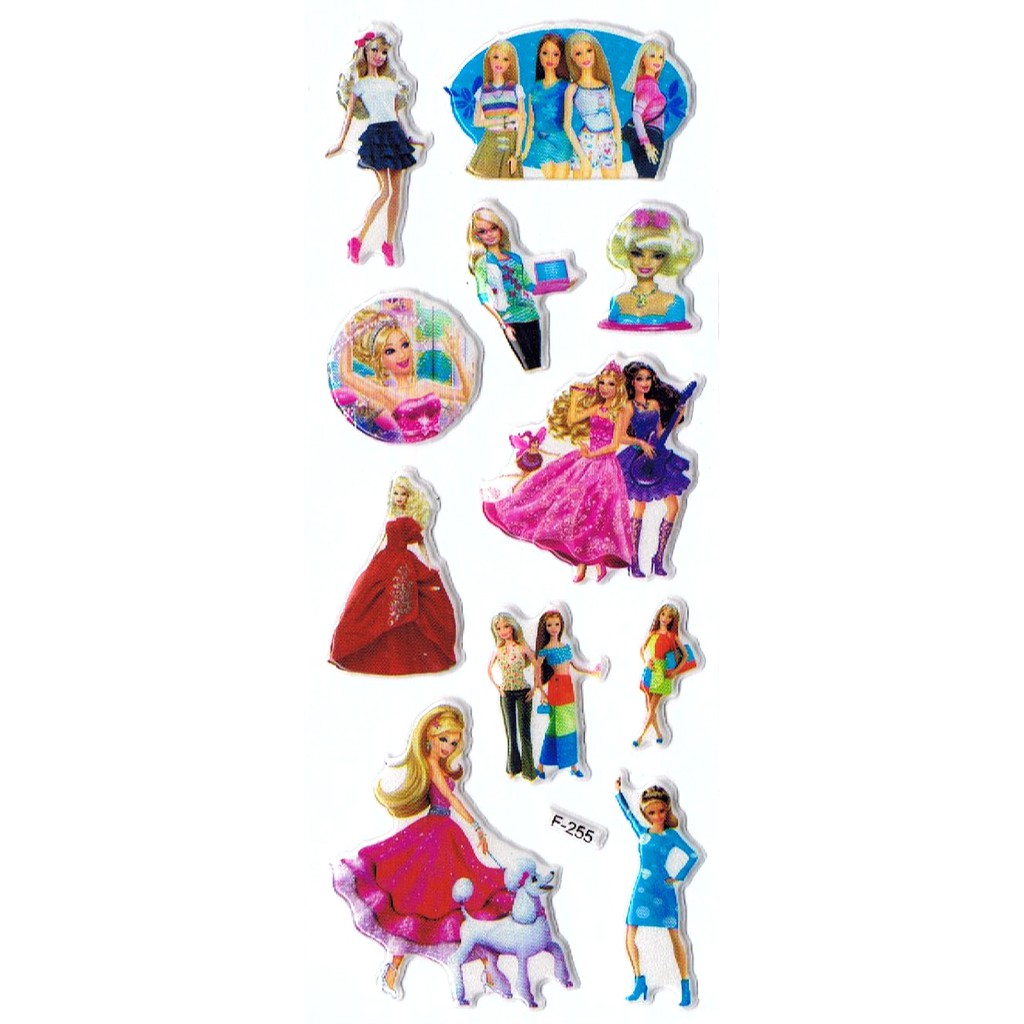 Jual SK473 Stiker Sticker Timbul Set Strip Aneka Gambar Kartun Barbie ...