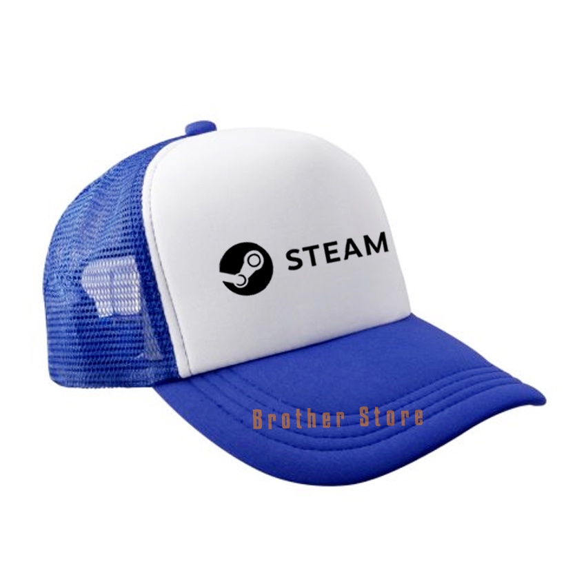 Jual Topi Trucker Steam Gaming Logo Black - Putih Jaring Biru Premium ...
