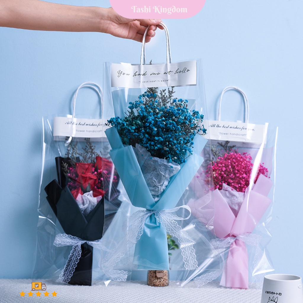 Jual Kantong mika bunga / plastik bungkus hadiah / kertas kado bening ...