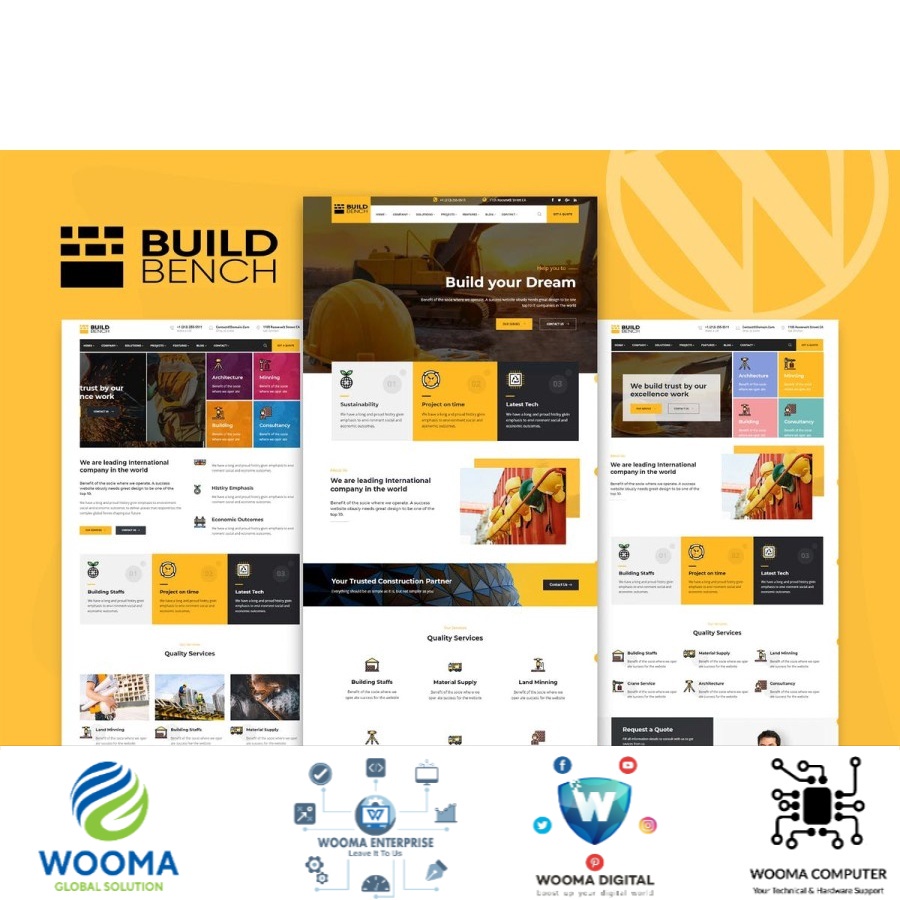 Jual Template WP Construction Building Theme Buildbench - Wooma ...