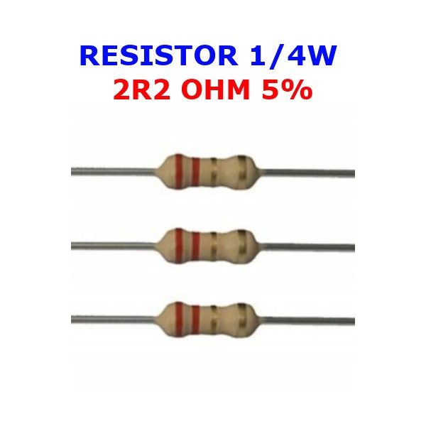 Jual Resistor 2R2 2.2 Ohm 2,2 1/4 Watt 5% R 1/4 W 0.25W 5 Persen | Shopee Indonesia