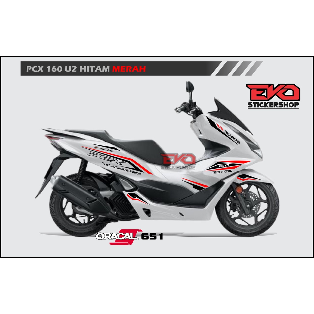 Jual STICKER HONDA PCX 160 PUTIH CUTTING STICKER U HITAM MERAH | Shopee ...