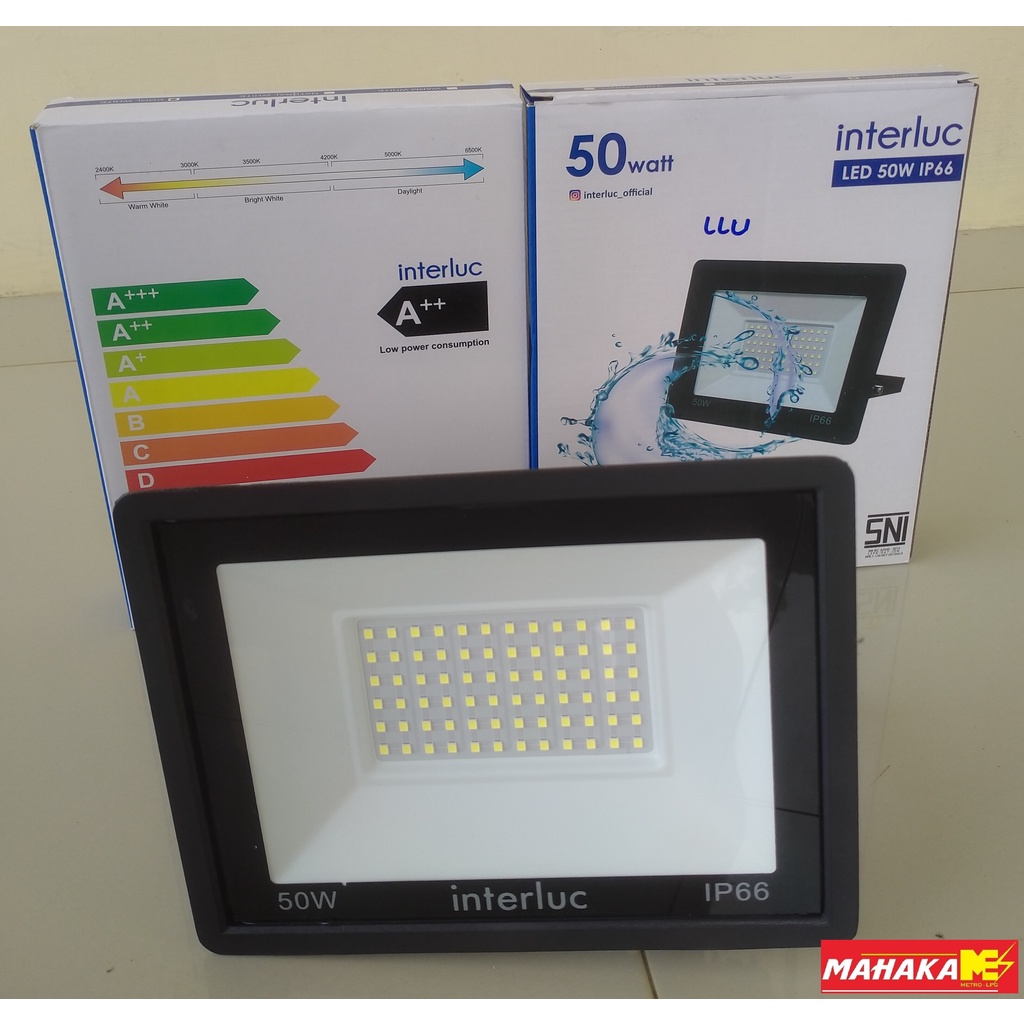 Jual Lampu Sorot Flood Light Tembak 50W Led Putih 50 Watt SNI Interluc | Shopee Indonesia