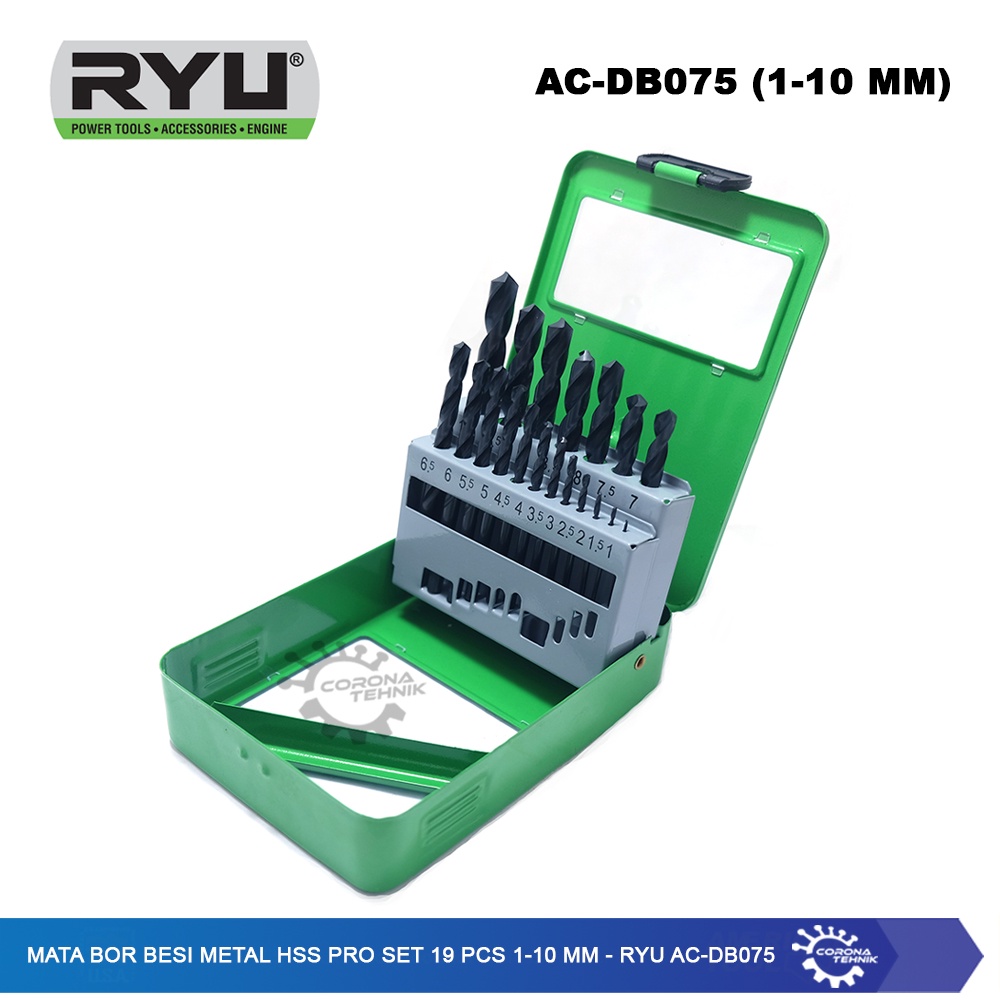 Jual Ryu AC-DB075 - Mata Bor Besi Metal HSS Pro Set 19 Pcs 1-10 mm ...